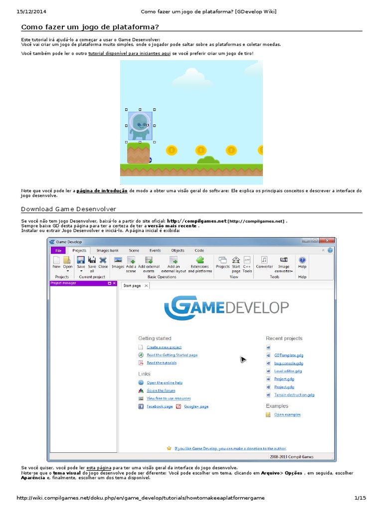 Como Fazer Um Jogo de Plataforma Com GDevelop | PDF | Janela (informática) | Câmera