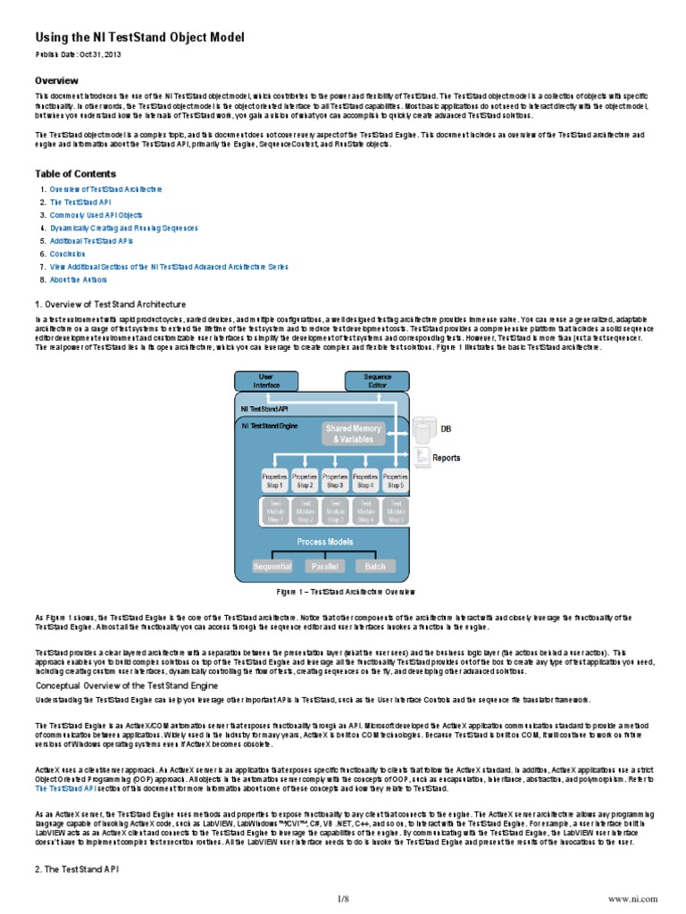 Using The Ni Teststand Object Model Pdf Component Object Model Class Computer Programming 