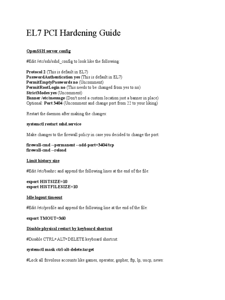 Rhel7centos 7 Pci Hardening Guide Pdf File Transfer Protocol Computer Architecture 8885