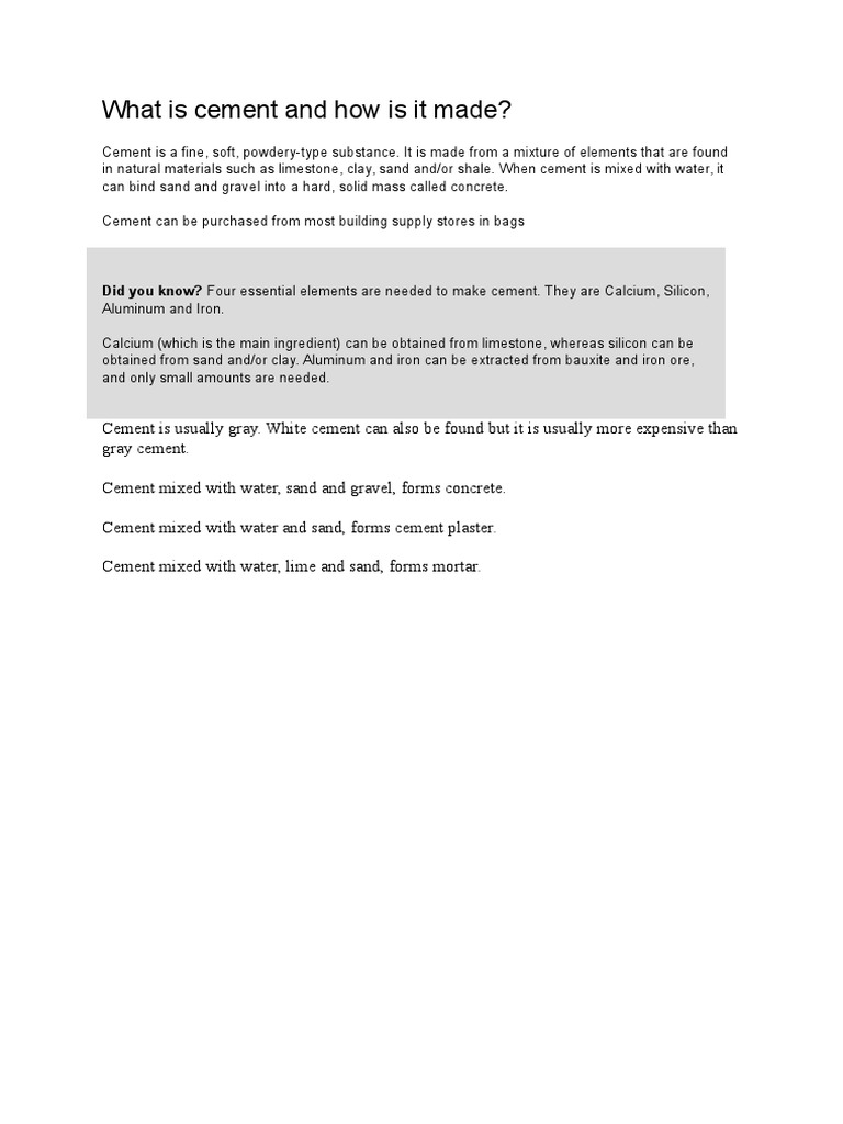 Cement Composition and Production | PDF