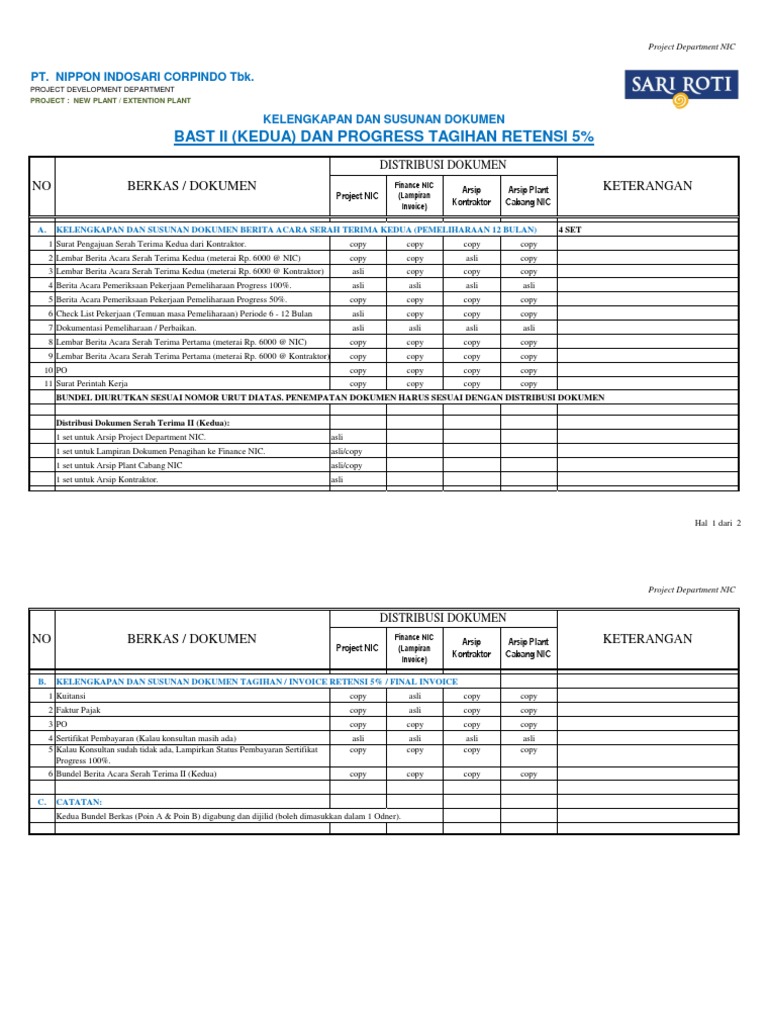 Kelengkapan & Susunan Dokumen BAST II (Kedua) Dan Progress Tagihan ...