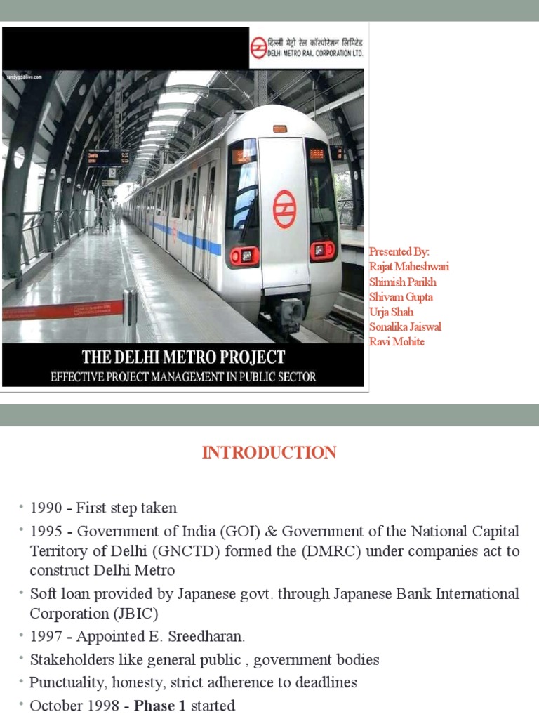 Delhi Metro PPT Final | Public Transport | Tunnel