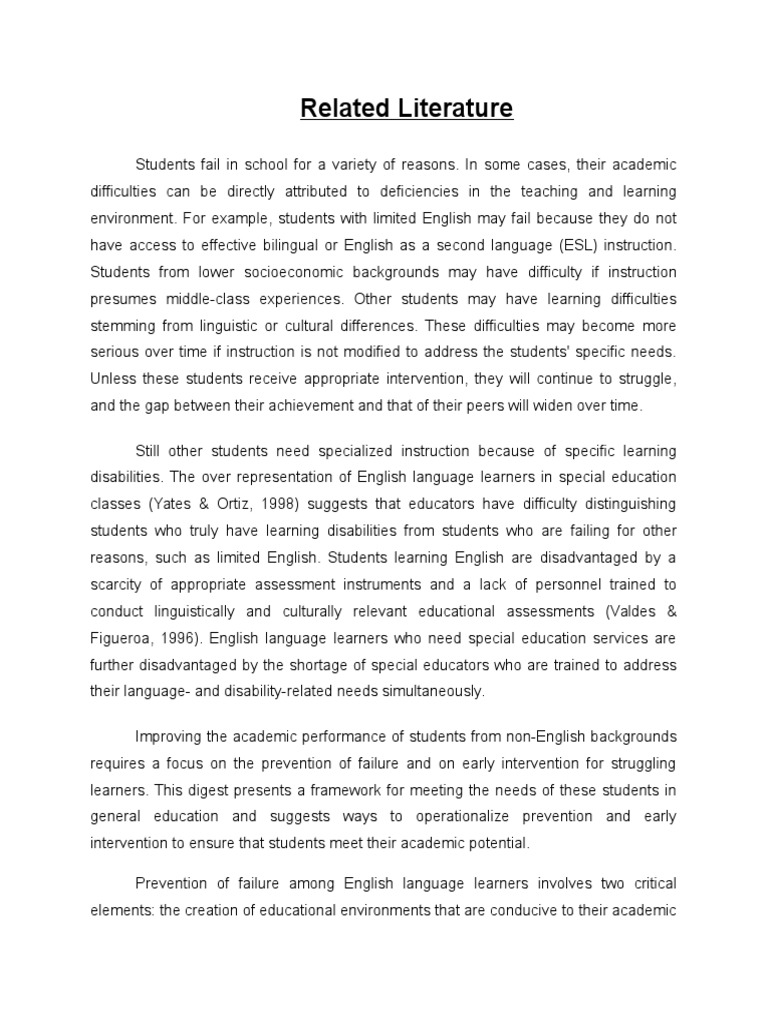 Related Literature | English As A Second Or Foreign Language | Learning ...