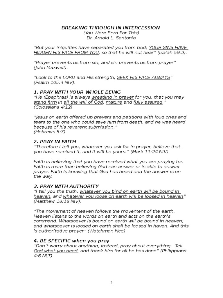 Effective Intercessory Prayer Guide | PDF | Elijah | Intercession