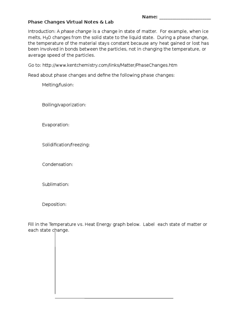 Phase Changes Virtual Lab Notes | PDF