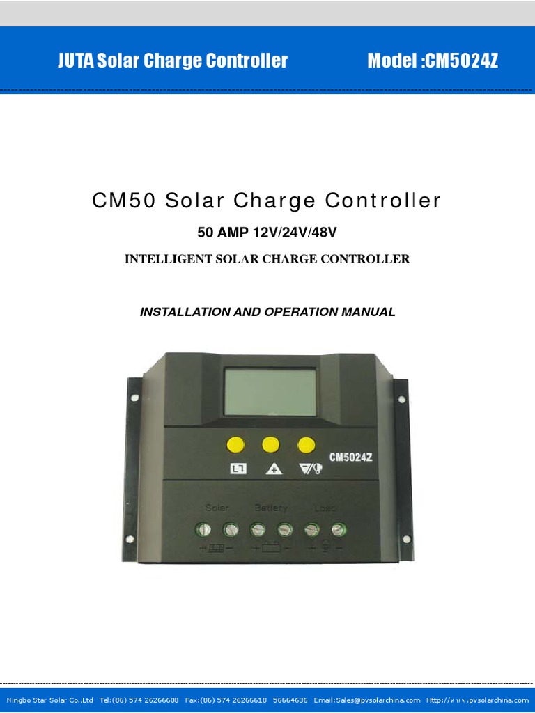 Installation and Operation Manual for the CM50 Solar Charge Controller ...