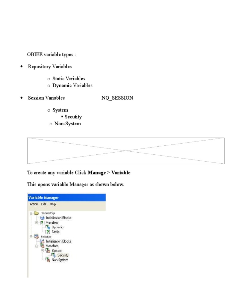 OBIEE Variable Types | PDF | Oracle Database | Variable (Computer Science) OBIEE Variable Types | PDF | Oracle Database | Variable (Computer Science)