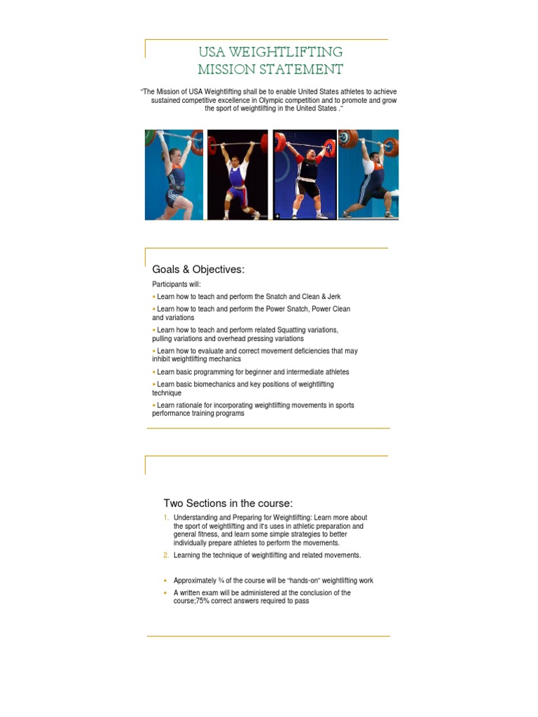 Weightlifting USAW Level 1 Sports Performance | PDF | Human Anatomy ...