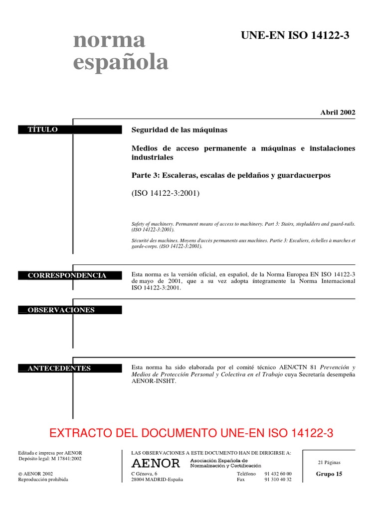 Iso 14122 | PDF | Organización internacional para la estandarización ...