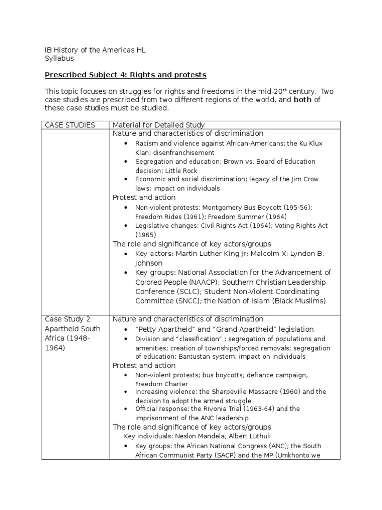 IB History of the Americas HL Syllabus | PDF | Cold War | International ...