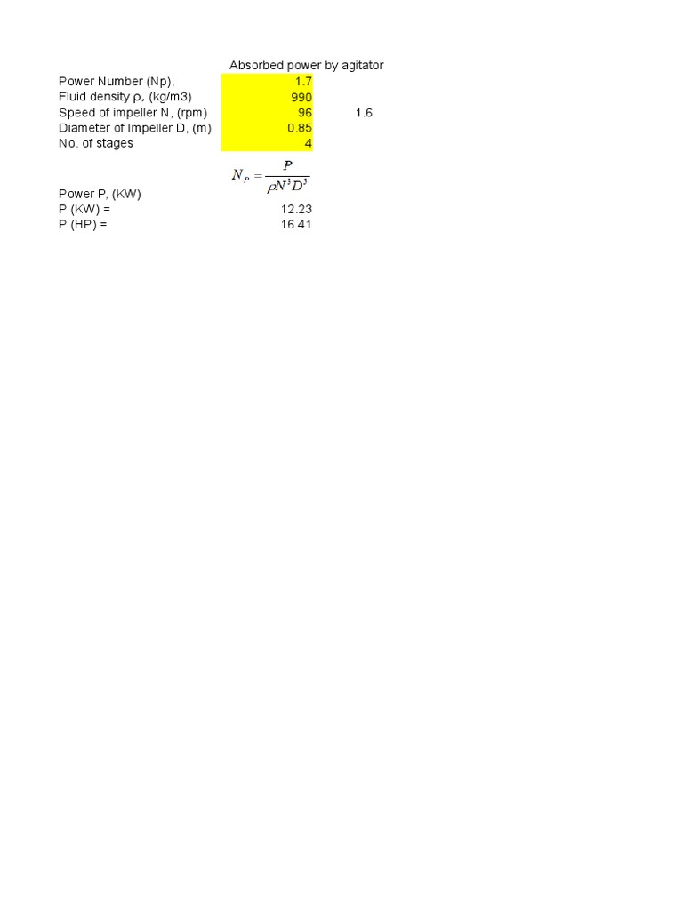 Agitator Power Calculation Guide | PDF