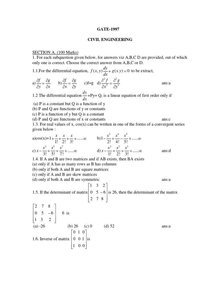 Civil Engineering Exam Questions | PDF | Buoyancy | Beam (Structure)