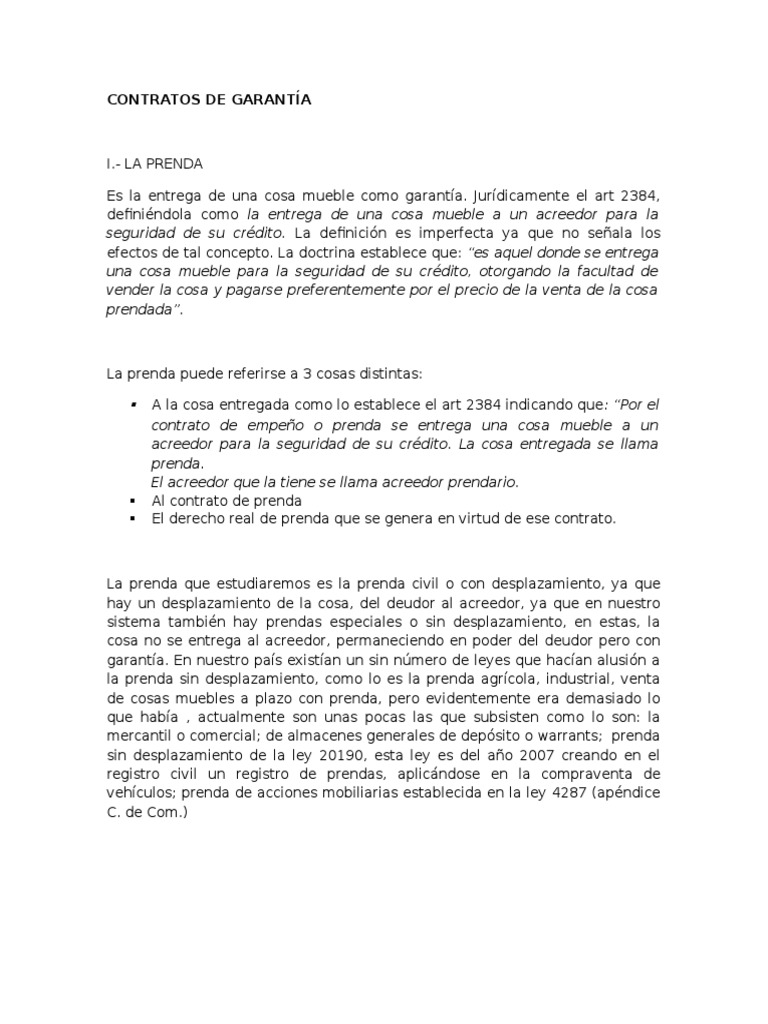 Contratos de Garantía (Prenda e Hipoteca) | PDF | Pagos | Propiedad