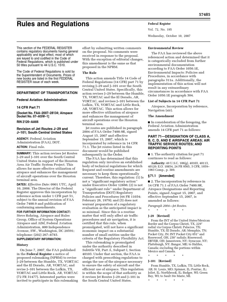 Rule: Jet Routes | PDF | Federal Aviation Administration | Code Of ...