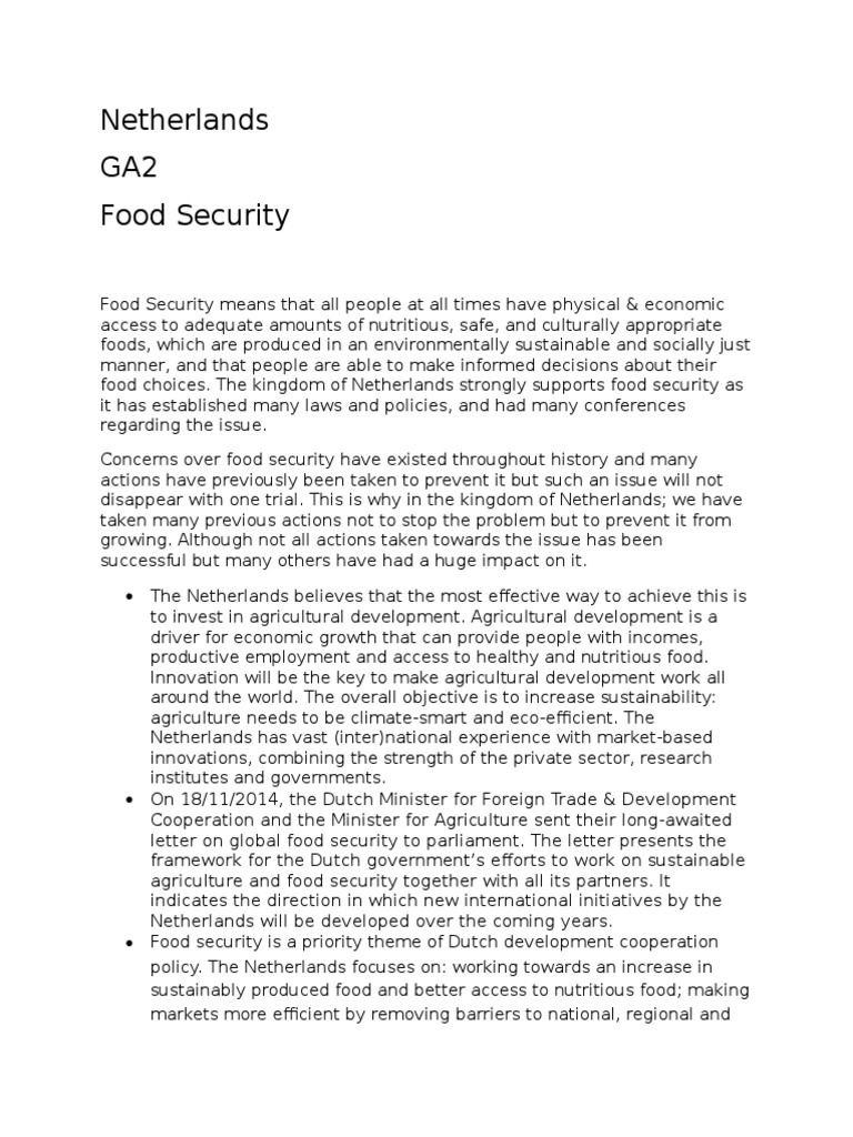 Position Paper-Food Security | Food Security | Netherlands