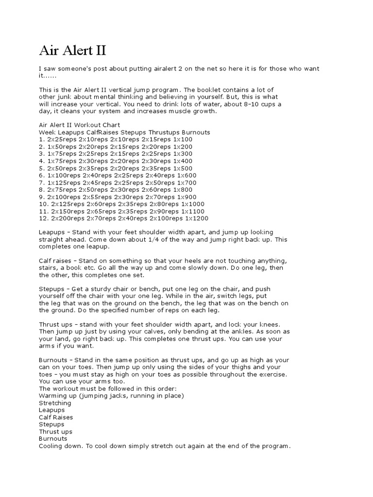 Air Alert 2 With Plyometrics and Pics (1) .Wps | PDF | Musculoskeletal ...