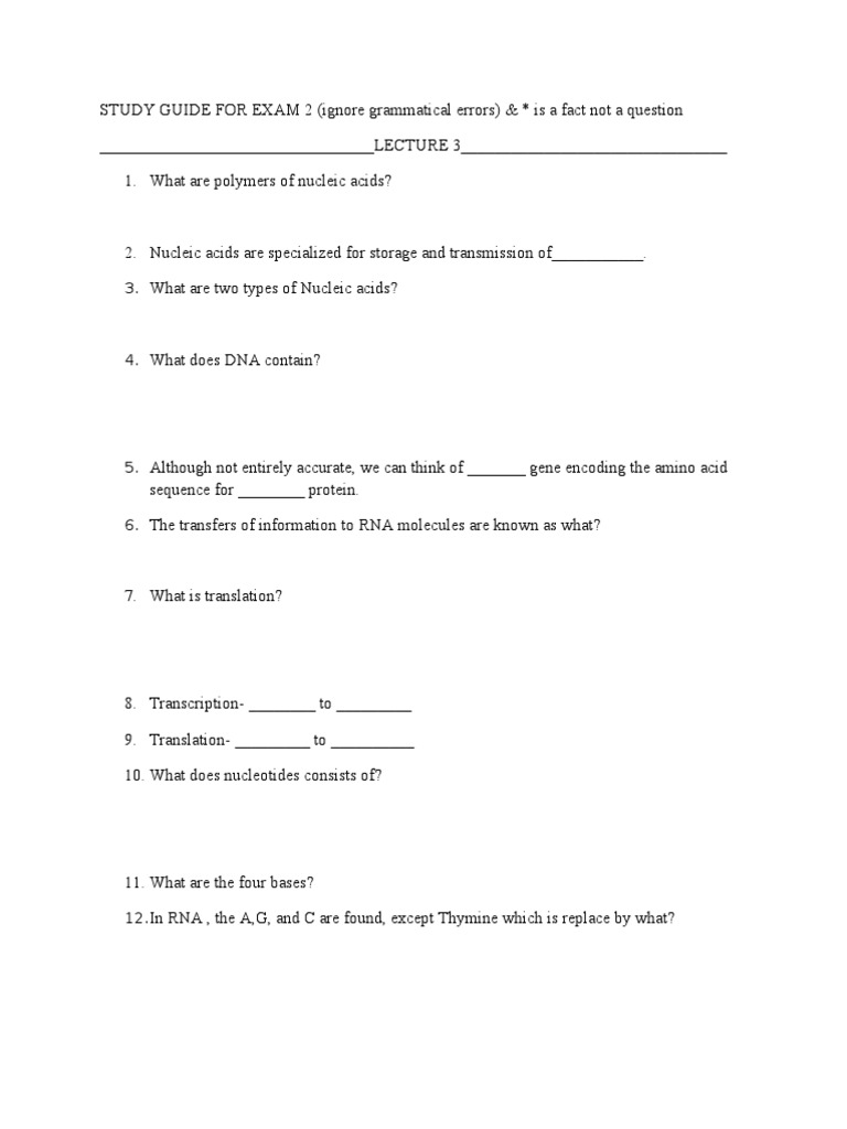 Biology 111 Exam 2 Study Guide | PDF | Cell Membrane | Translation ...