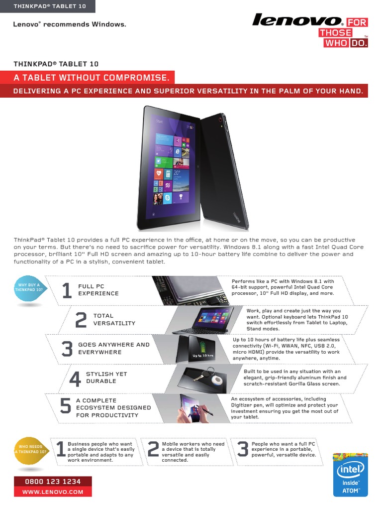 Catalogo Thinkpad Tablet 10 | PDF | Tablet Computer | Lenovo
