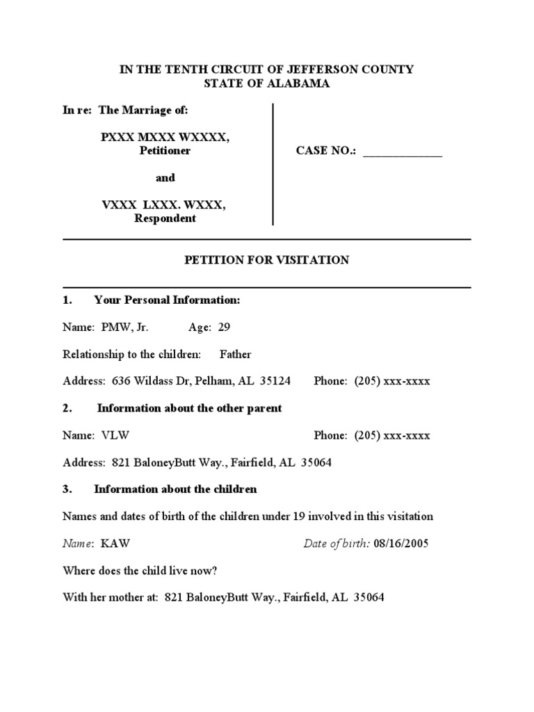 Child Custody/Visitation Alabama | PDF | Law