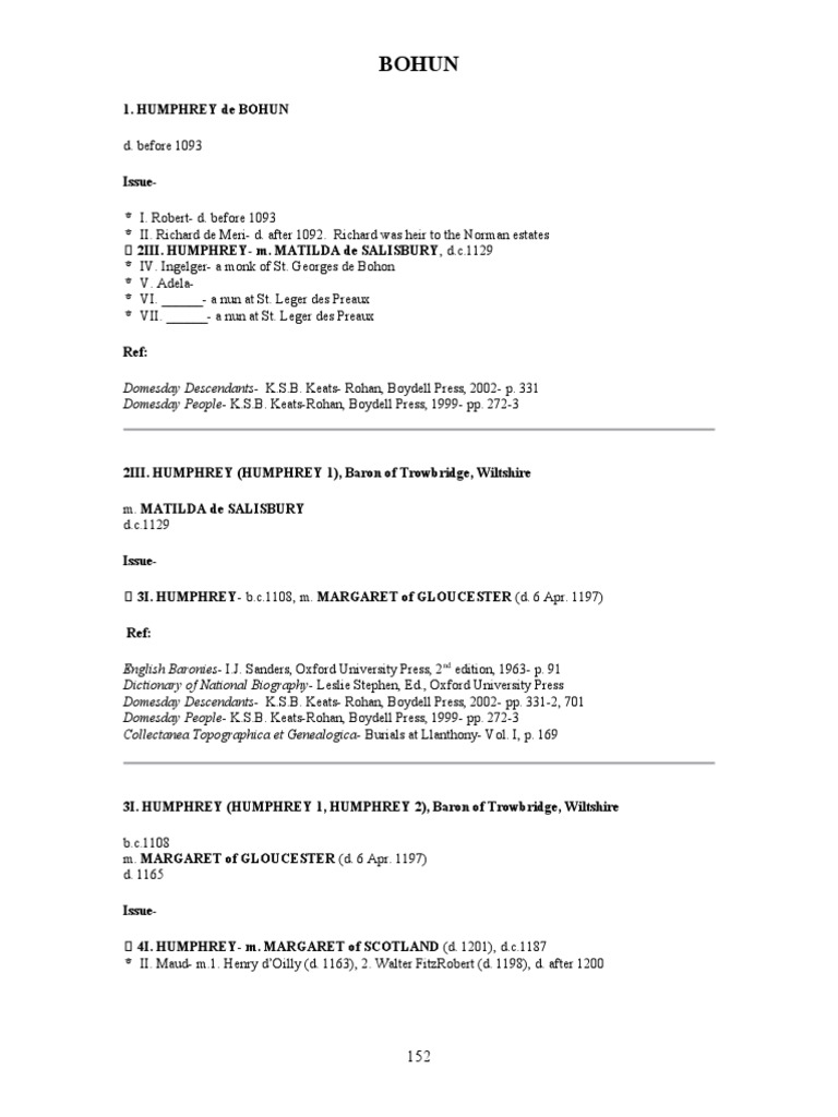 Bohun Genealogy | PDF | Medieval English People | Nobility Of The ...