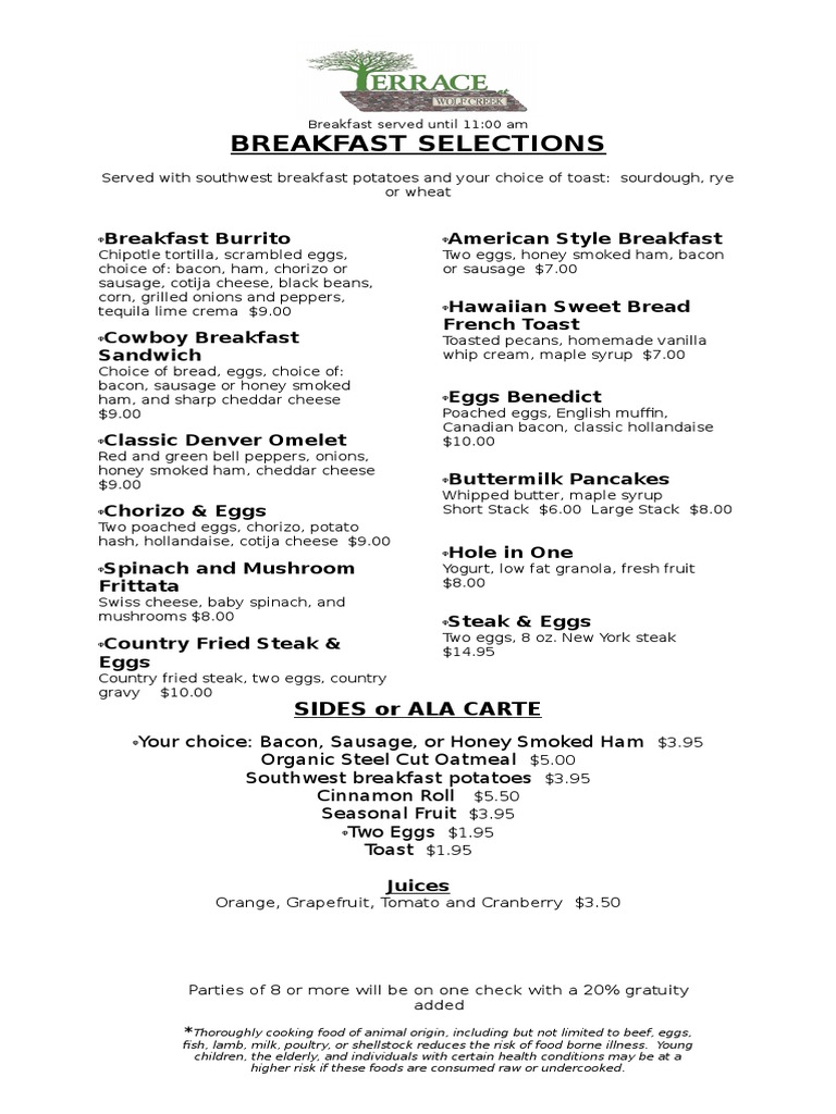 Breakfast Menu Until 11 AM | PDF