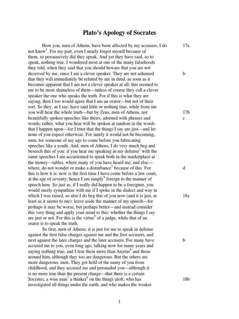 Plato's Apology of Socrates: An Analysis of Socrates' Defense Against ...