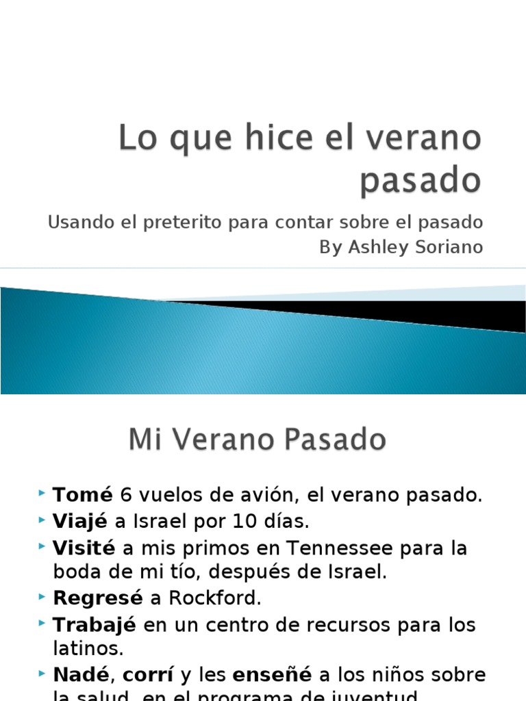 Preterite PPT, El Verano Pasado | PDF