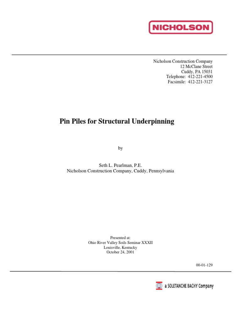 Pin Piles Underpinning | PDF