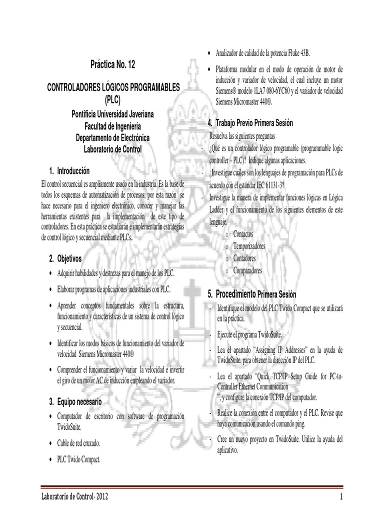 Practica de PLC | PDF | Controlador lógico programable | Ingenieria ...