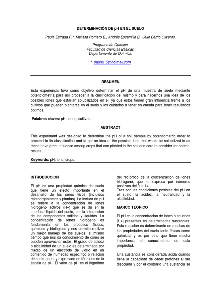 Determinación de PH en El Suelo | PDF | Ph | Ciencias fisicas