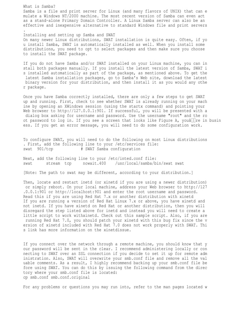 Swat Configuration Pdf Microsoft Windows Linux Distribution