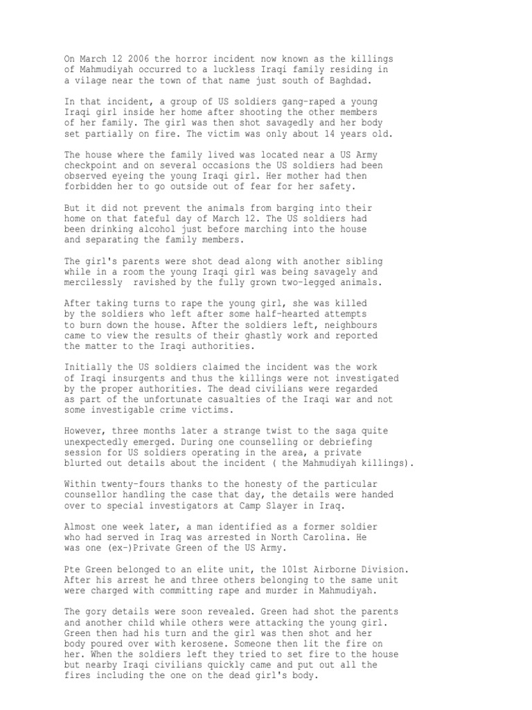 Killings of Mahmudiyah | Human Rights Abuses | Violence