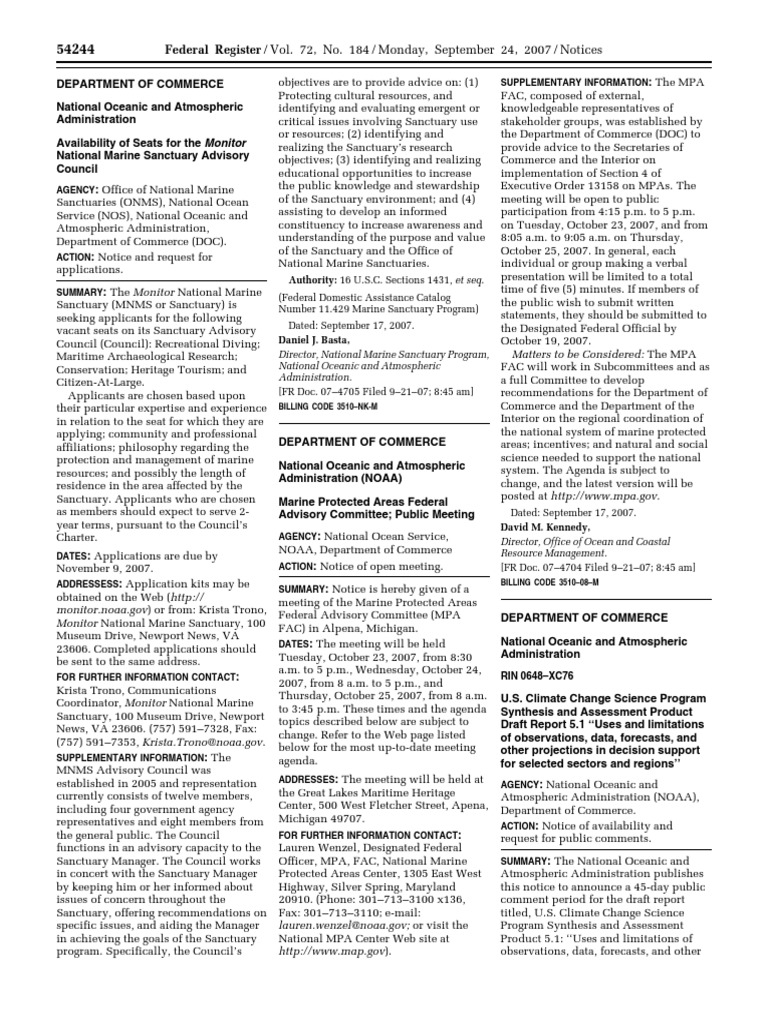 Notice: Coastal Zone Management Programs and Estuarine Sanctuaries ...