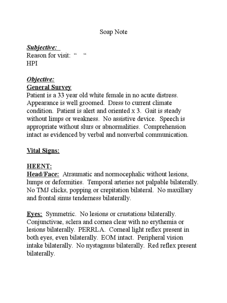 Final Check Off Soap Note | PDF | Pulse | Abdomen