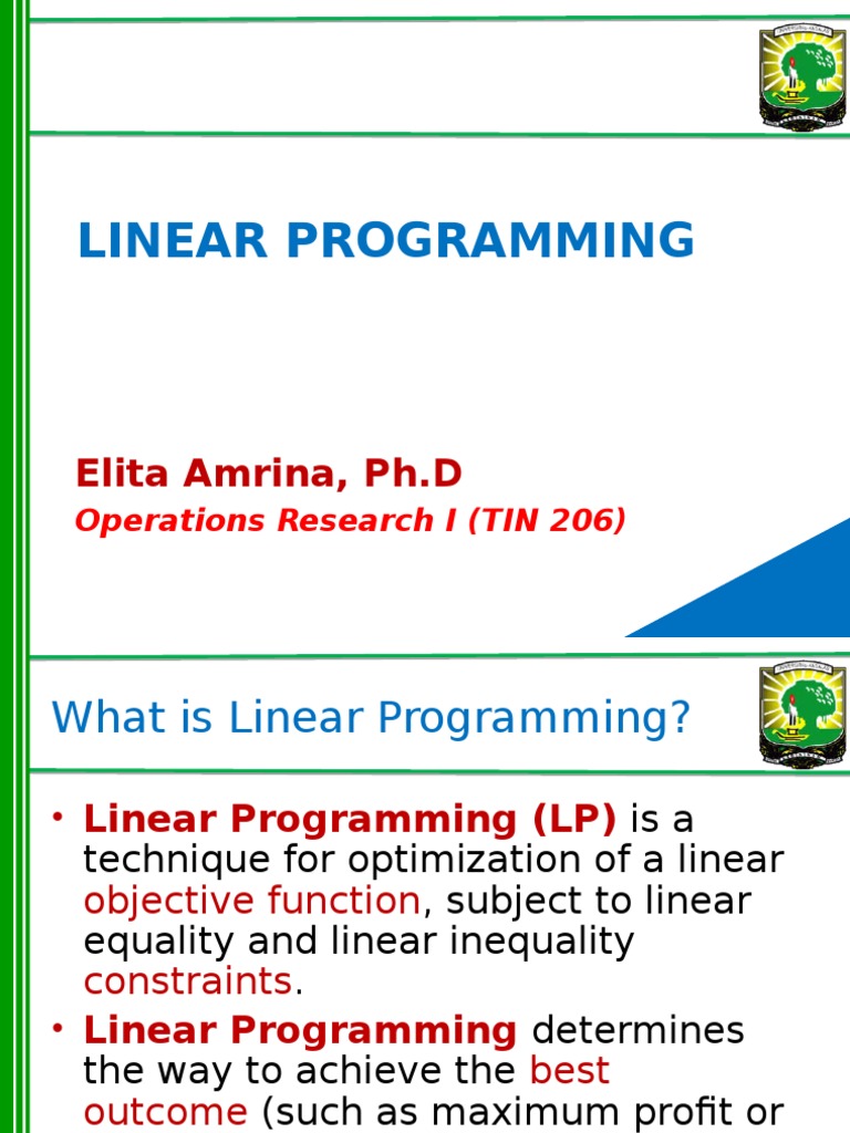 Understanding Linear Programming Basics | PDF | Loss Function | Linear Programming