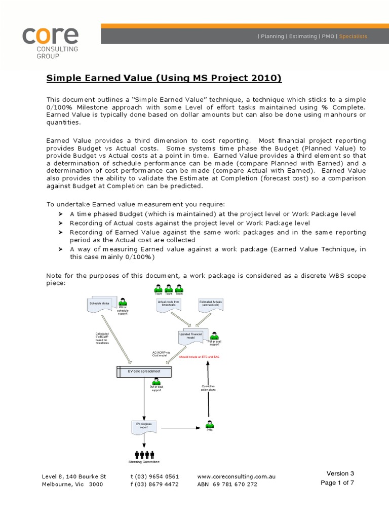 Simple Earned Value in MS Project 2010 | PDF | Business | Computing And ...