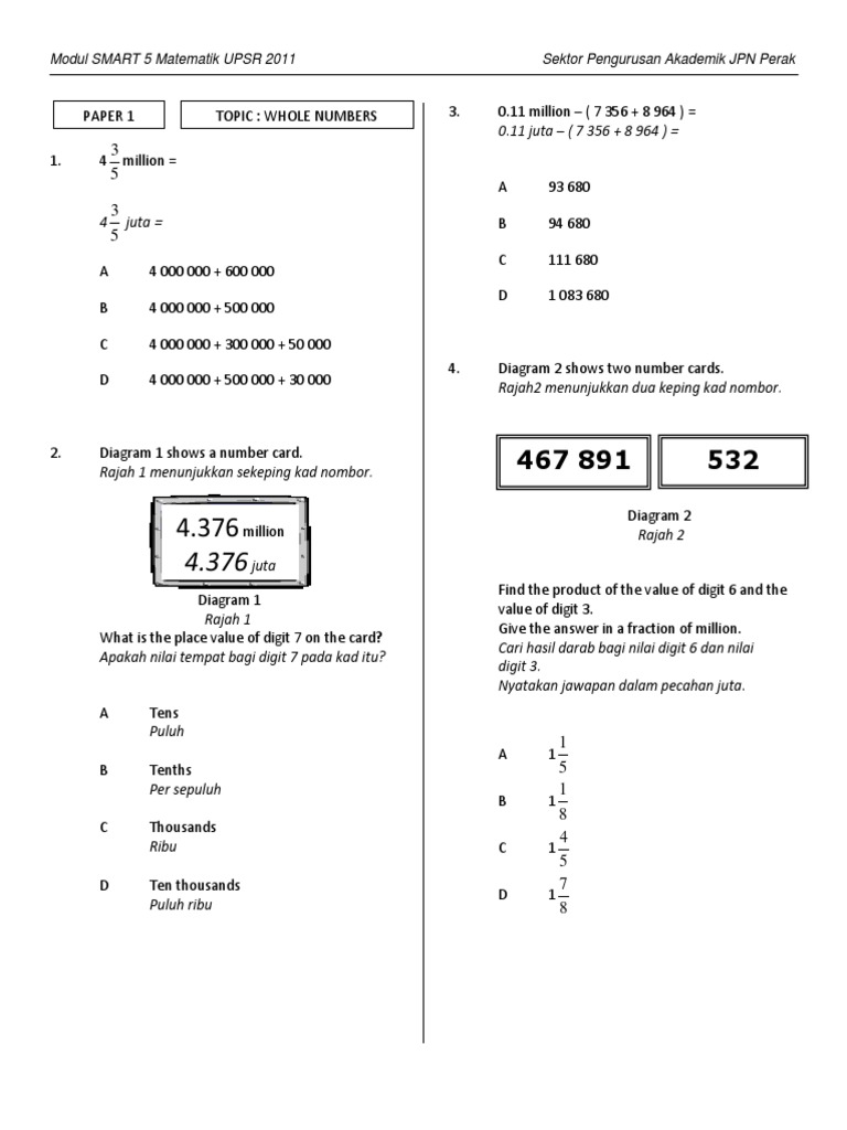 Smart 5 - Whole Numbers (P1) | PDF | Teaching Methods & Materials