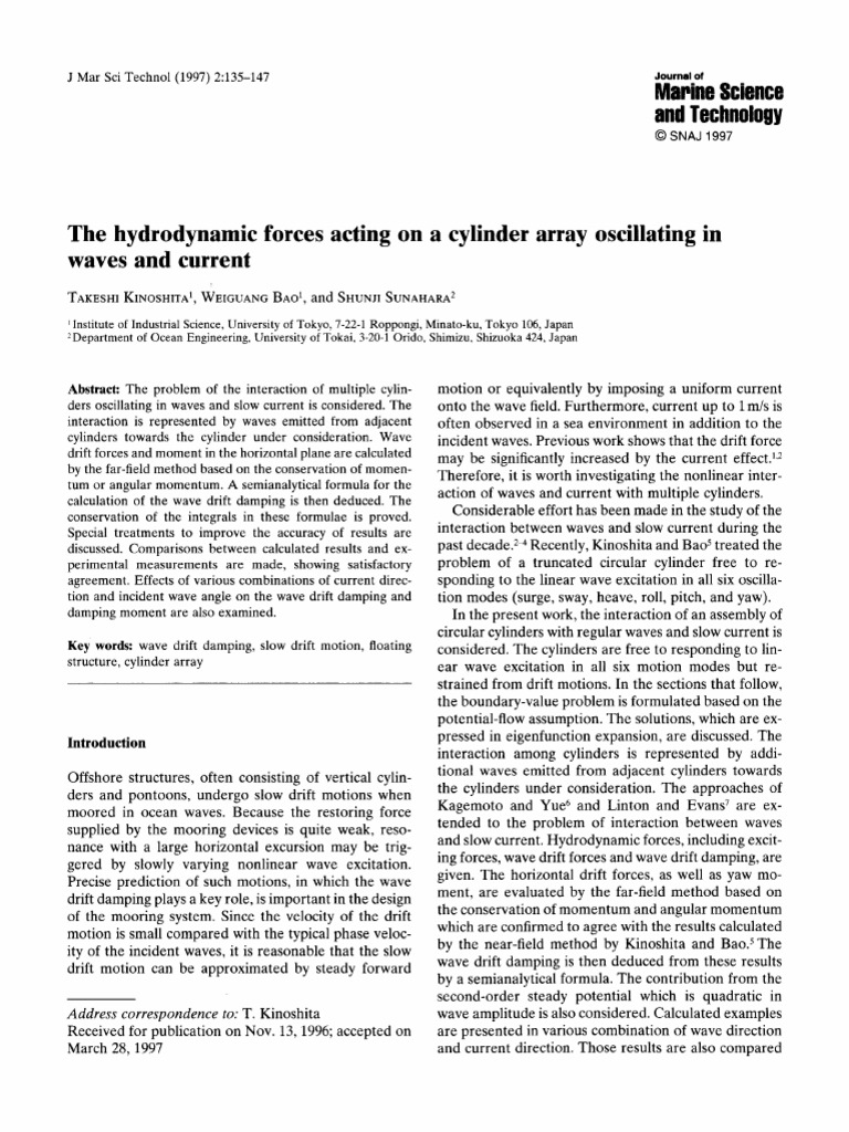Hydrodynamic Forces | PDF | Waves | Integral