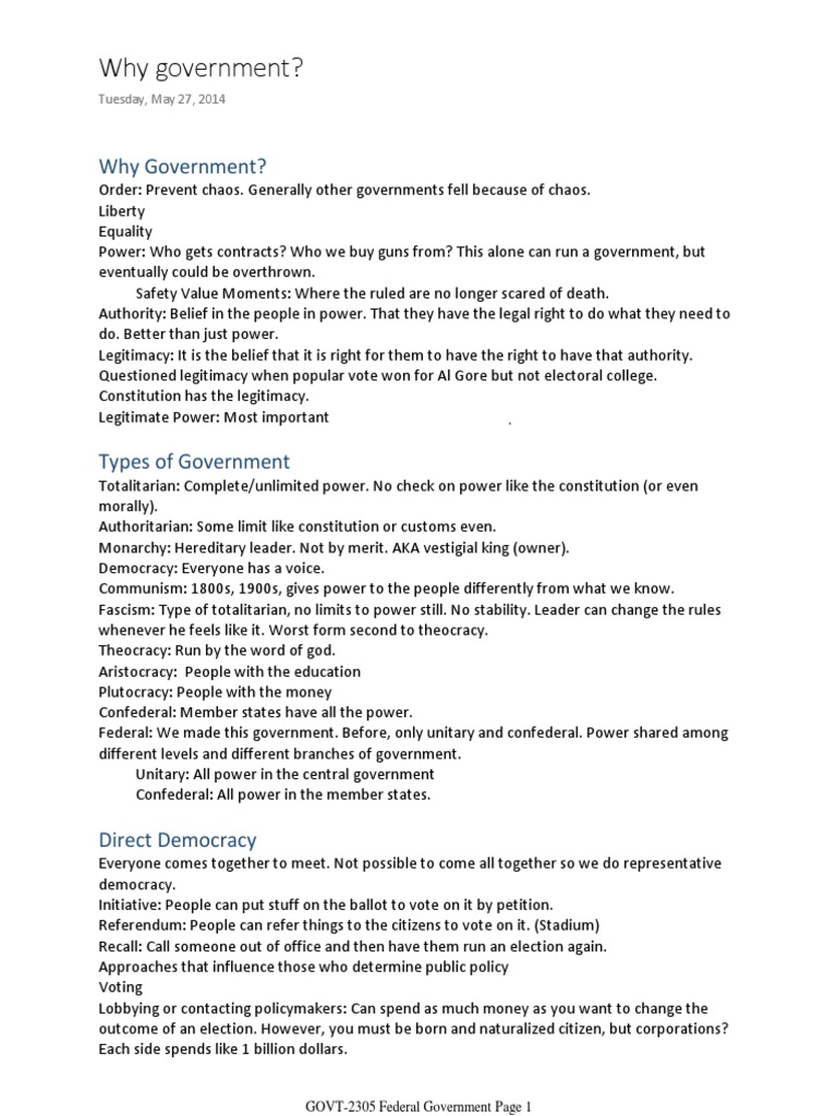 GOVT-2305 Federal Government | PDF | United States House Of ...