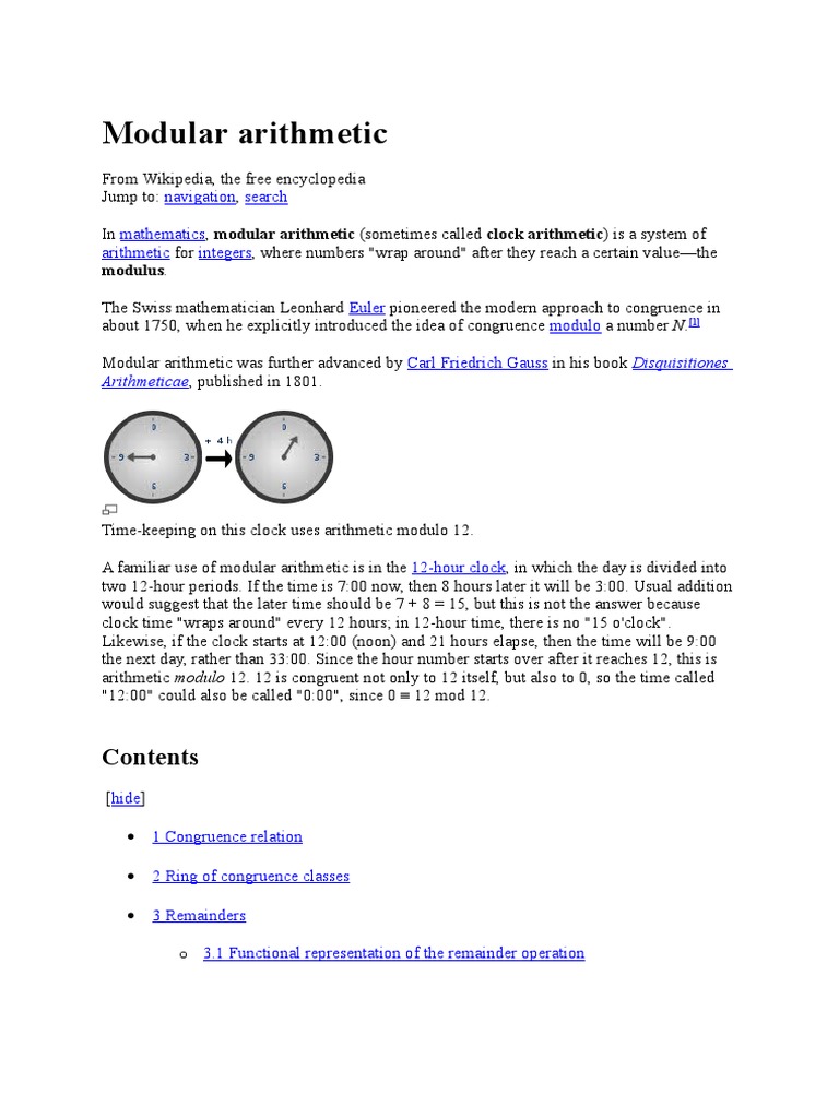 Modular Arithmetic | PDF | Number Theory | Algebra