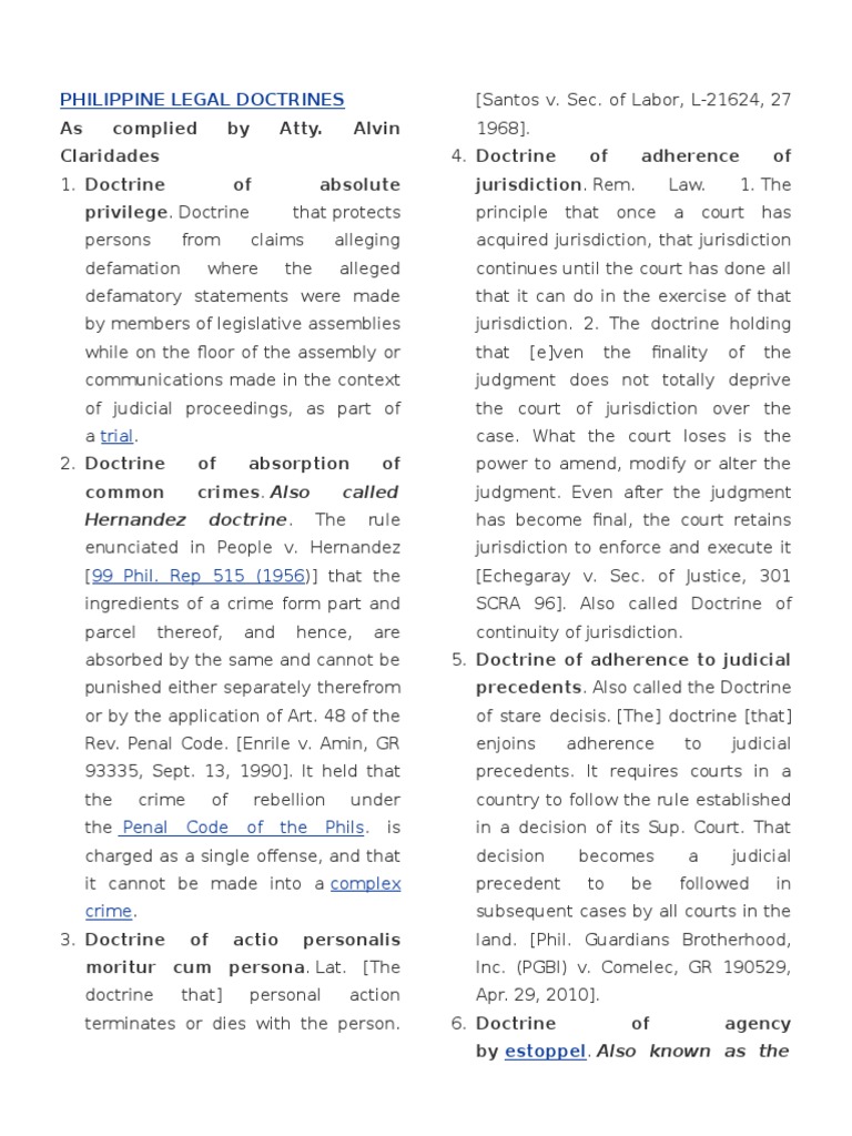 Legal Doctrines Compilation | PDF | Legal Concepts | Public Law