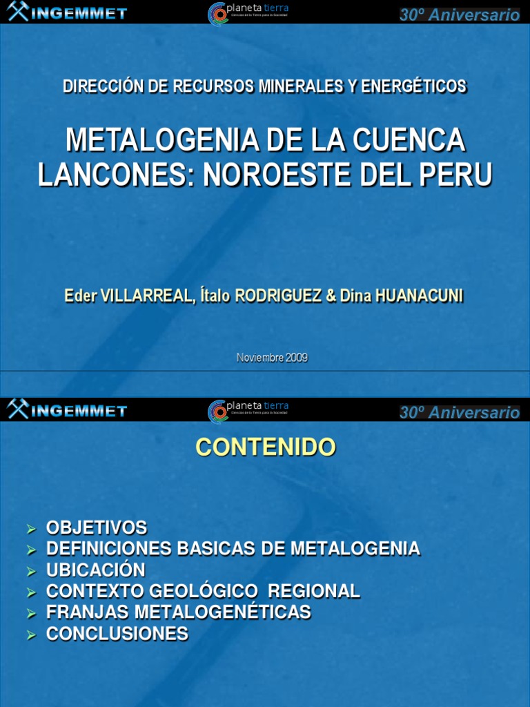 Metalogenia de la Cuenca Lancones: Distribución de Depósitos Metálicos ...