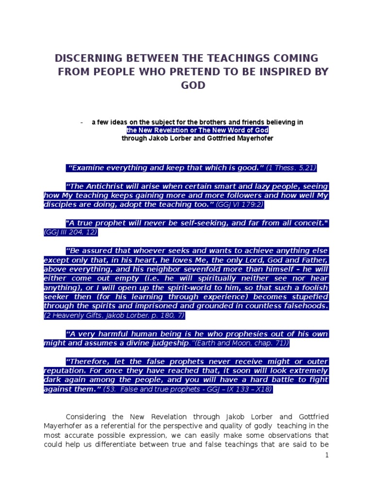Discerning Between True and False Teachings | PDF