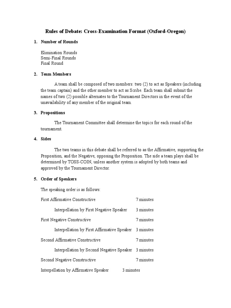 Cross-Examination Debate Rules | PDF | Justice | Crime & Violence