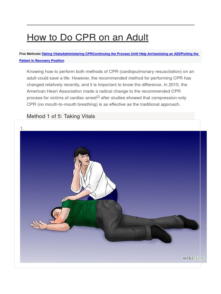 How To Do CPR On An Adult | PDF | Cardiopulmonary Resuscitation ...