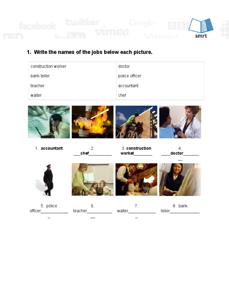 Write The Names of The Jobs Below Each Picture | PDF | Self-Improvement