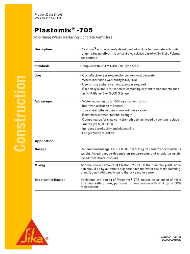 Sika PDS E Plastomix - 705 | Download Free PDF | Concrete | Cement