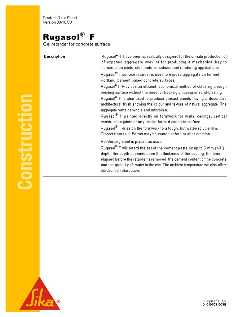 Sika PDS E Rugasol F | PDF | Manmade Materials | Concrete