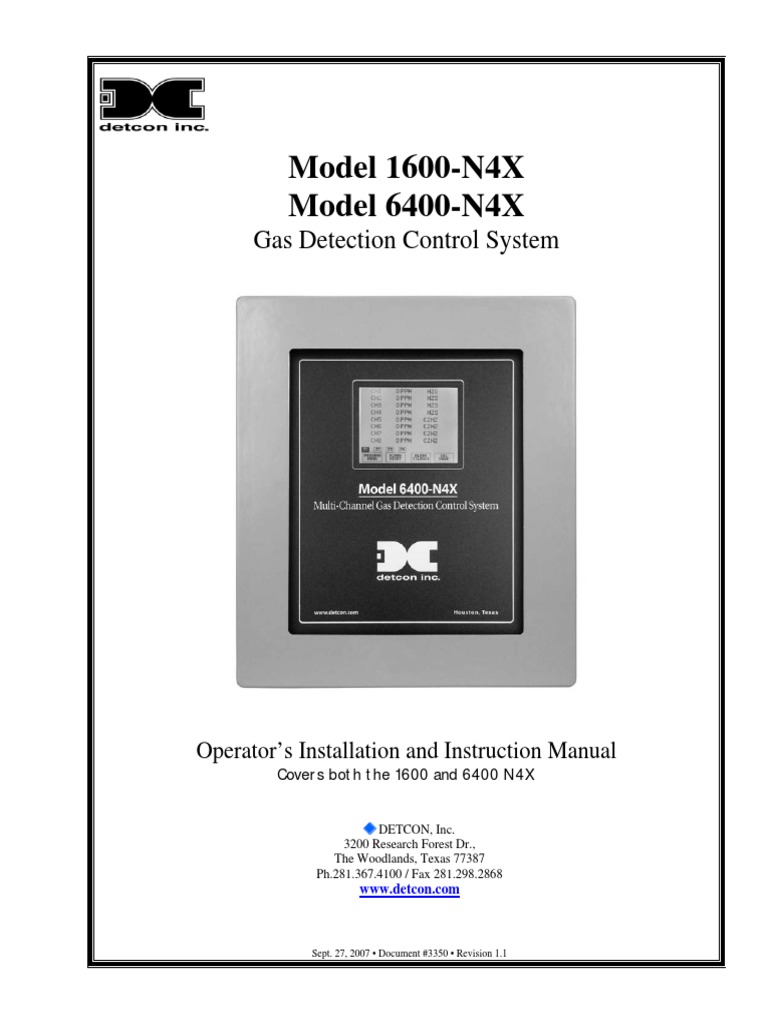 Model 1600-N4X Model 6400-N4X: Gas Detection Control System | PDF ...