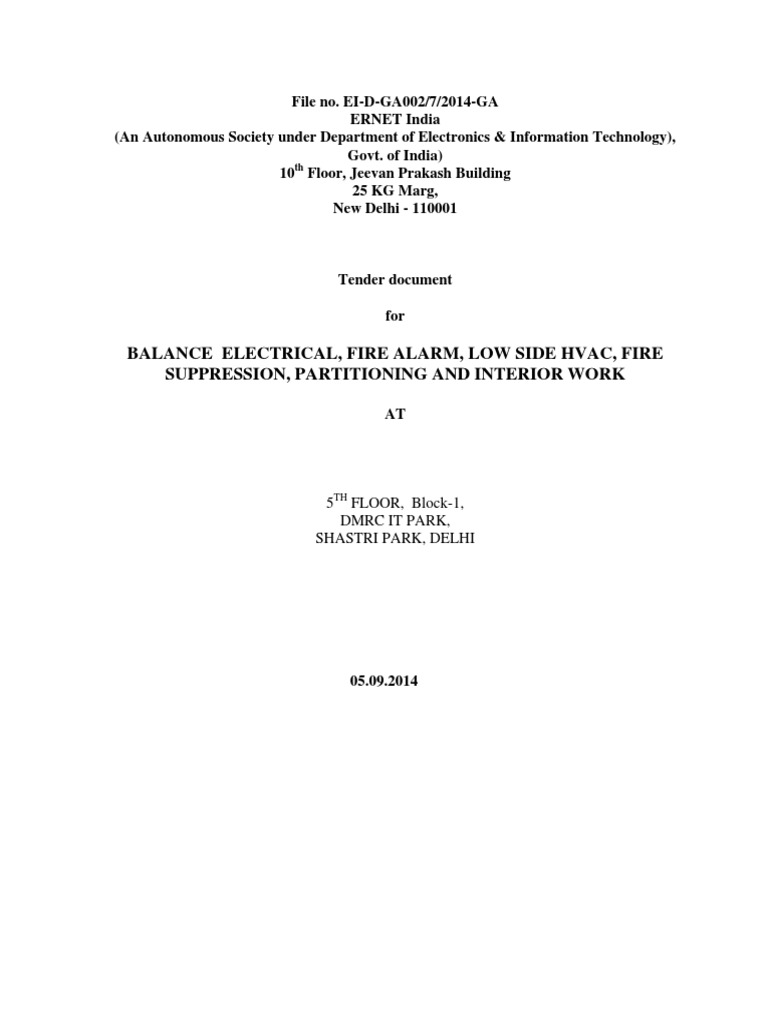 Tender for Electrical & Interior Work | PDF | Electrical Wiring | Relay